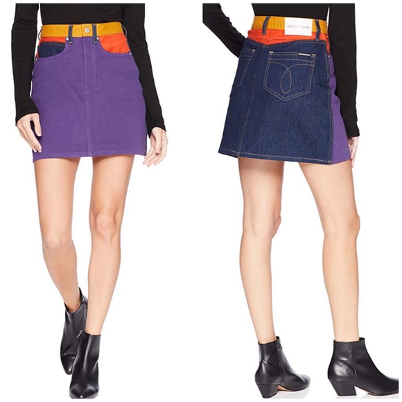 Calvin Klein | Skirts | Nwt Calvin Klein Colorblock High Waist Denim ...